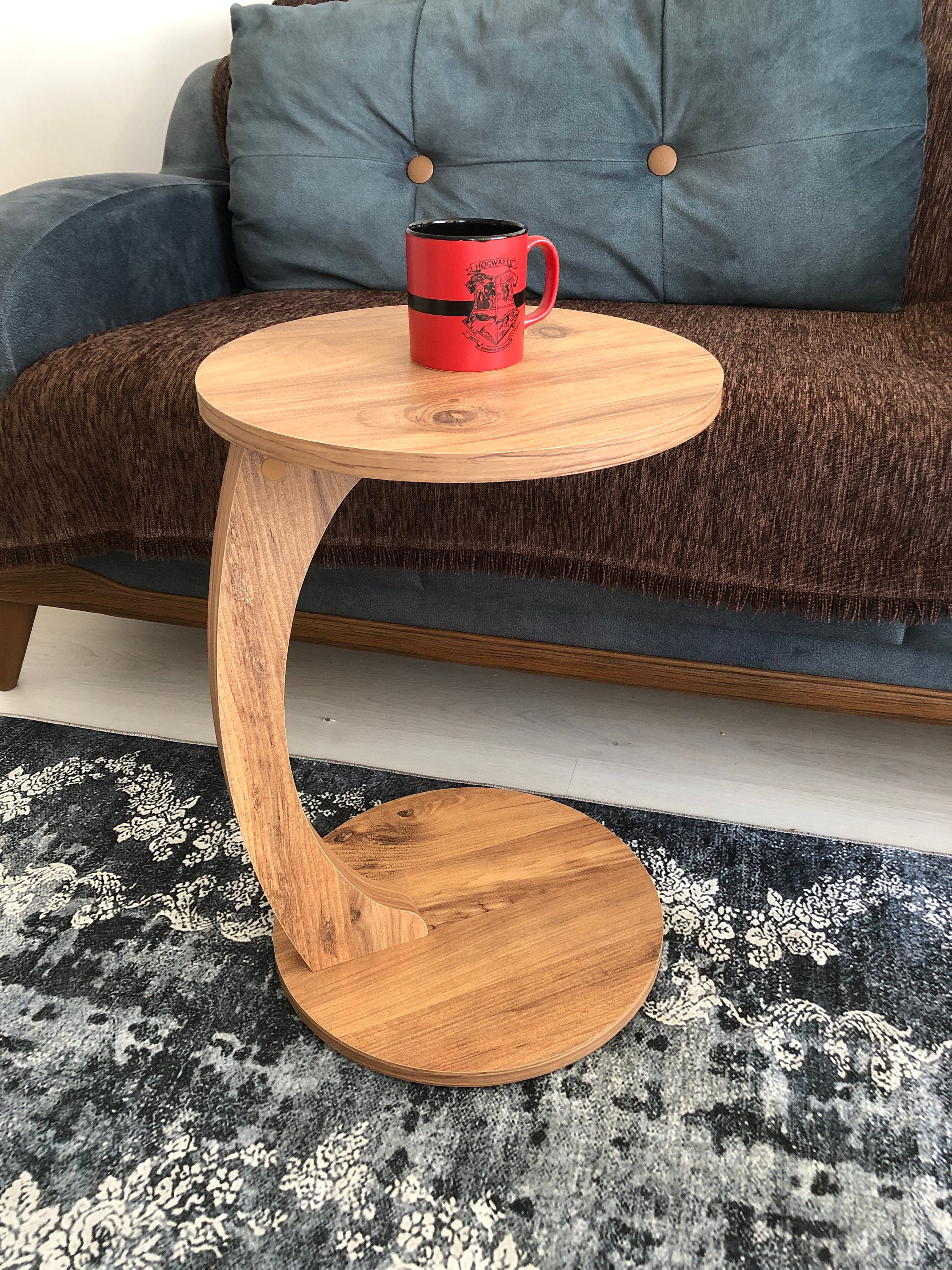 C Table for Sofa, Wooden Side Table, Sofa Side Table, Round Coffee ...