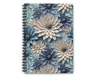 Spiral Notebook Ruled Line, Journal, Blue and White, Indigo - Etsy