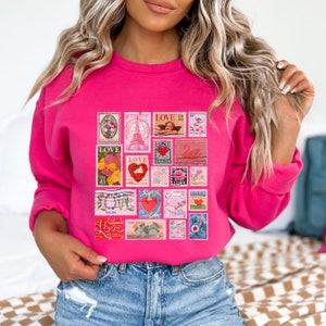 Vintage Love Stamps Sweatshirt, Vintage Valentine, Stamp Collector Gift ...