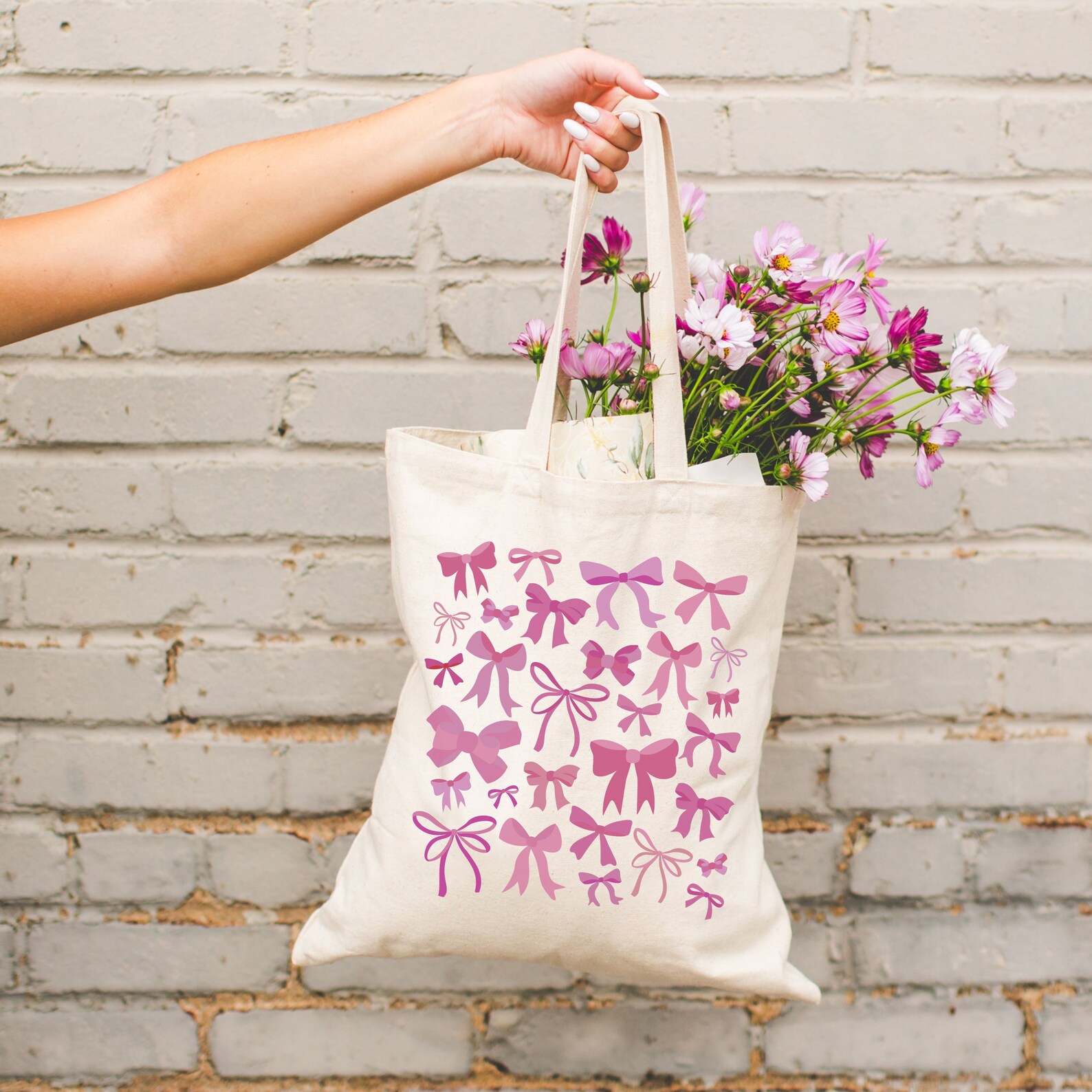 Pink Bow Tote Bag, Pink Bow Bag, Bow Tote Bag, Balletcore Aesthetic ...