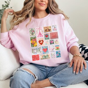Vintage Love Stamps Sweatshirt, Vintage Valentine, Stamp Collector Gift ...