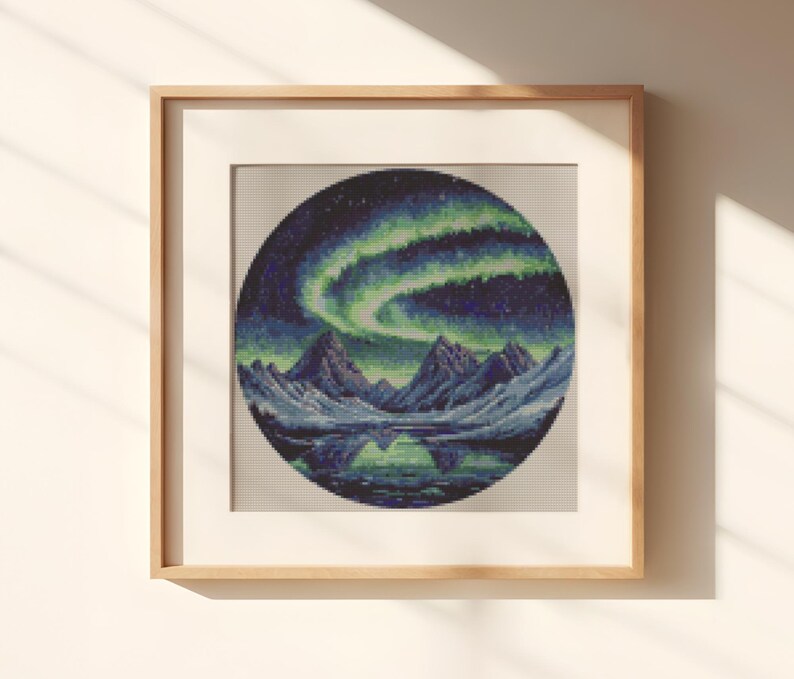 Aurora Borealis Cross Stitch Pattern - Northern Lights in Snowy ...