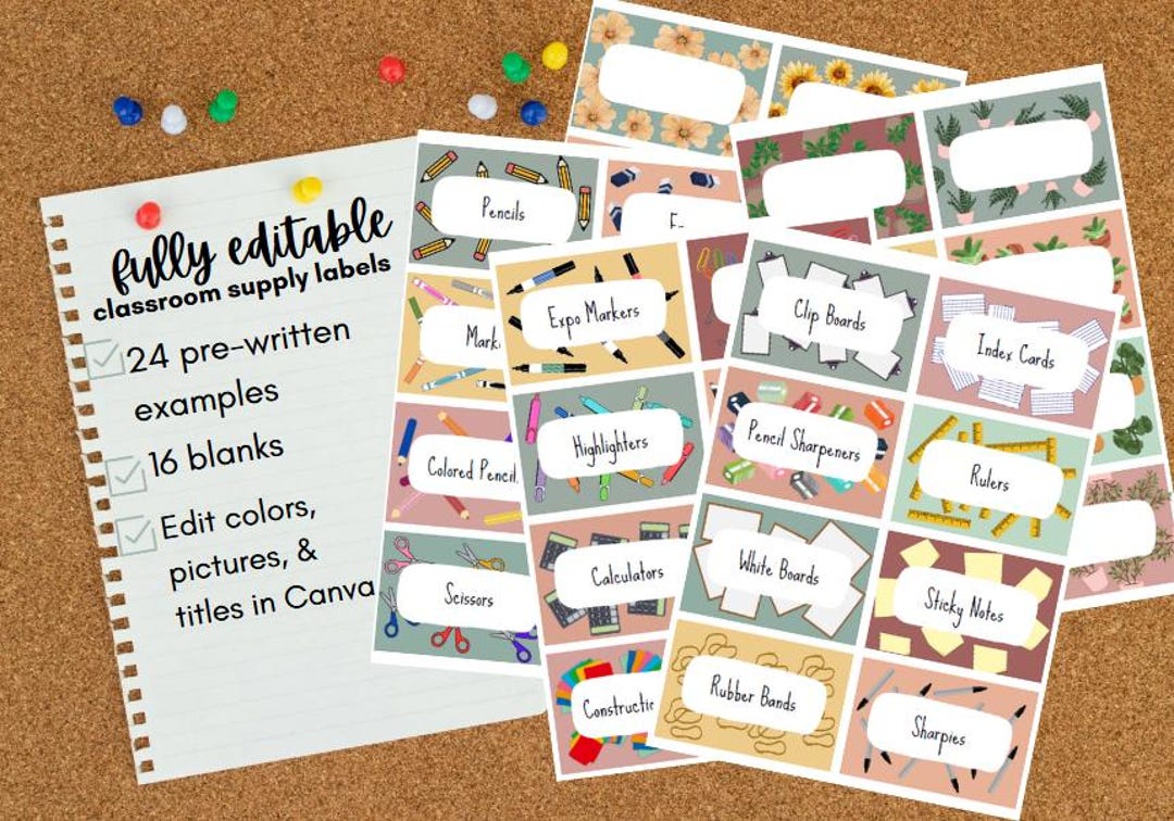 Editable Supply Labels for Teachers, Churches, Clinics | Boho Bin ...