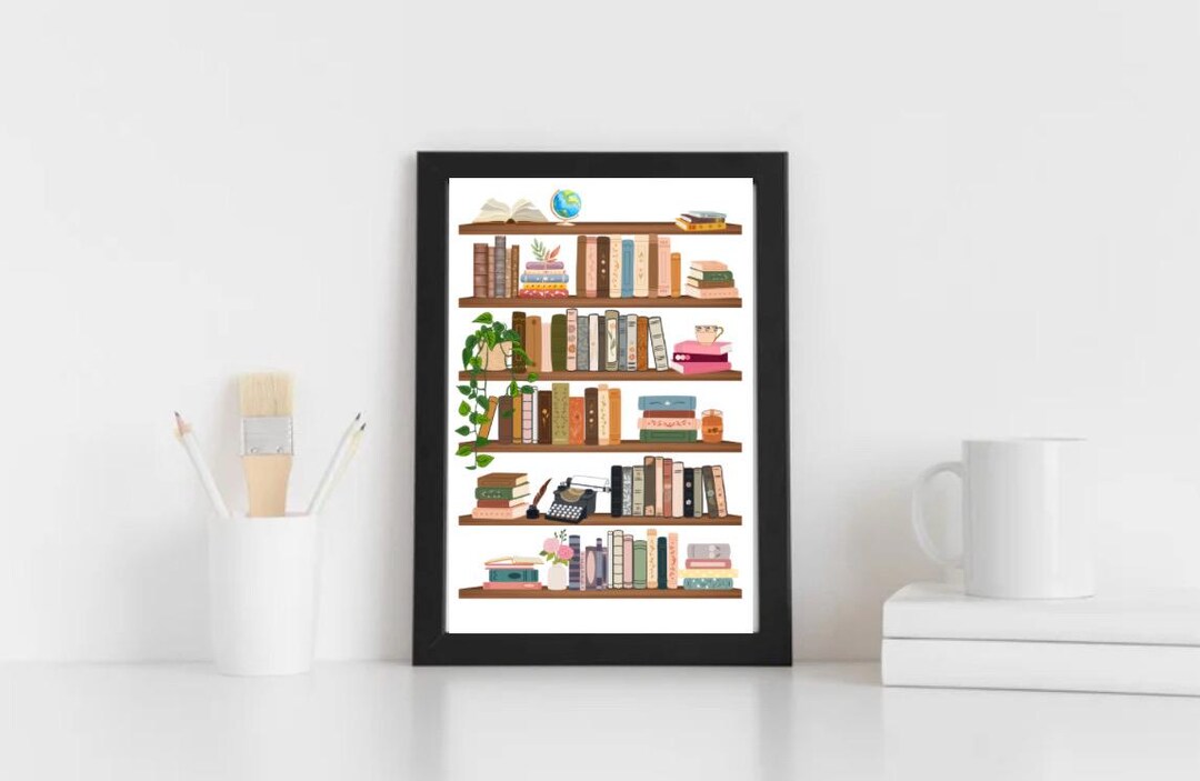 Book Lover Decor | Printable Bookshelf Decor | Frameable Art | Instant ...