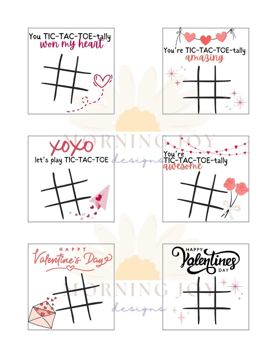 Tic-tac-toe Pun Interactive Valentine Printable / Quick Easy V-day Mini ...