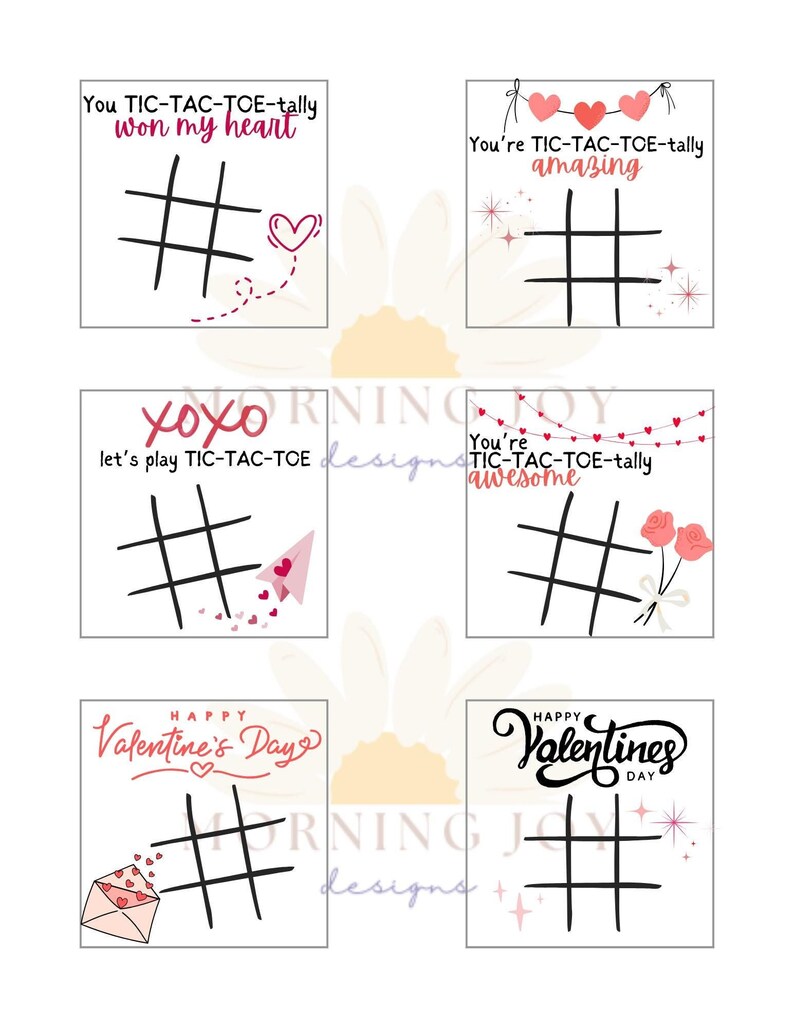 Tic-tac-toe Pun Interactive Valentine Printable / Quick Easy V-day Mini ...