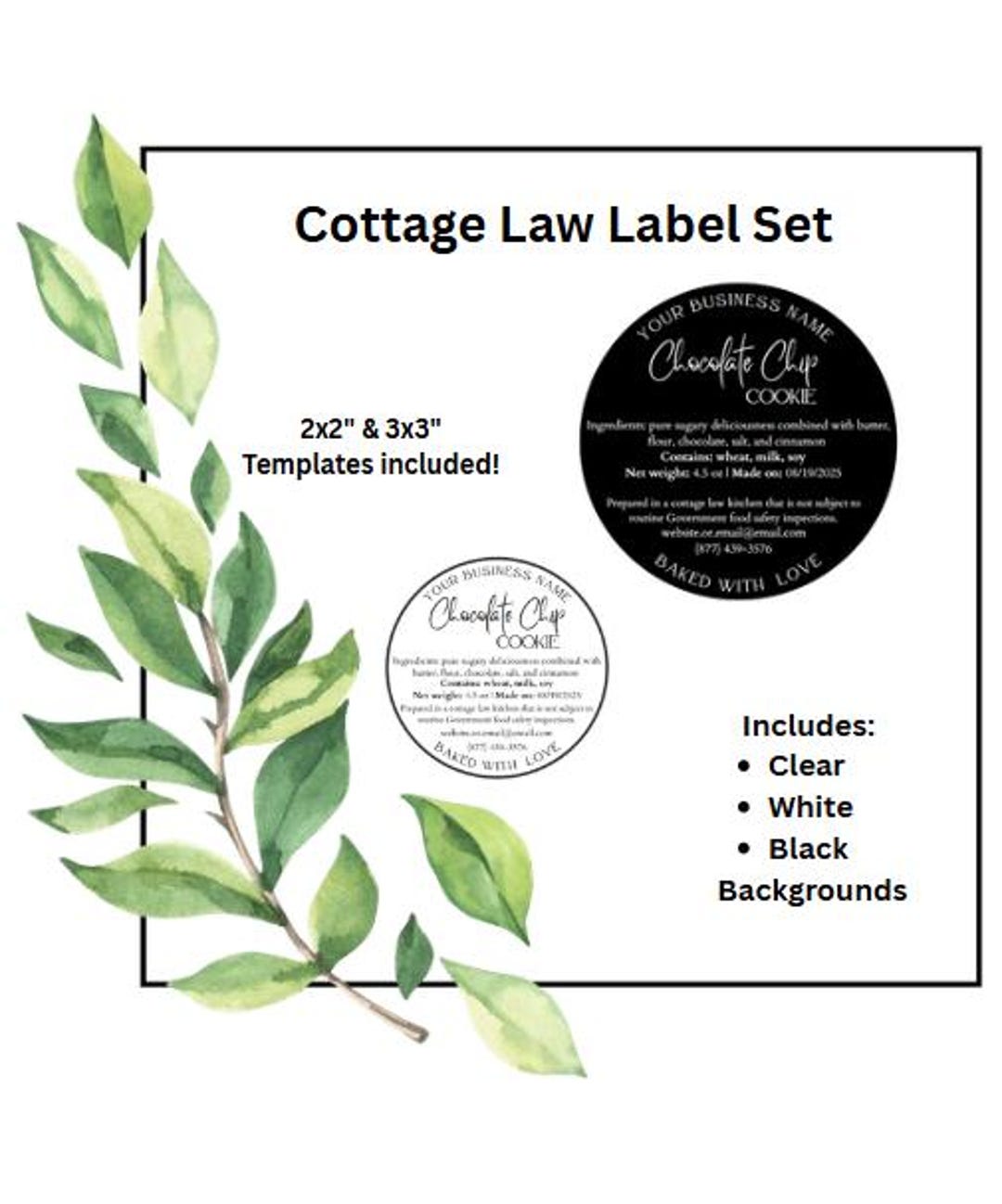 Editable Cottage Law Food Label Set, Printable Food Label, DIY Bakery ...