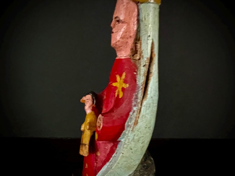 Antique Distressed Santos Virgin Mary and Baby Jesus Wood Carving, Very ...