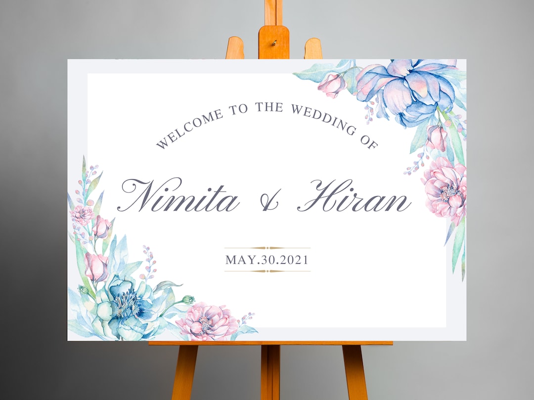 A1 Personalised Welcome Sign pastel Floral - Etsy