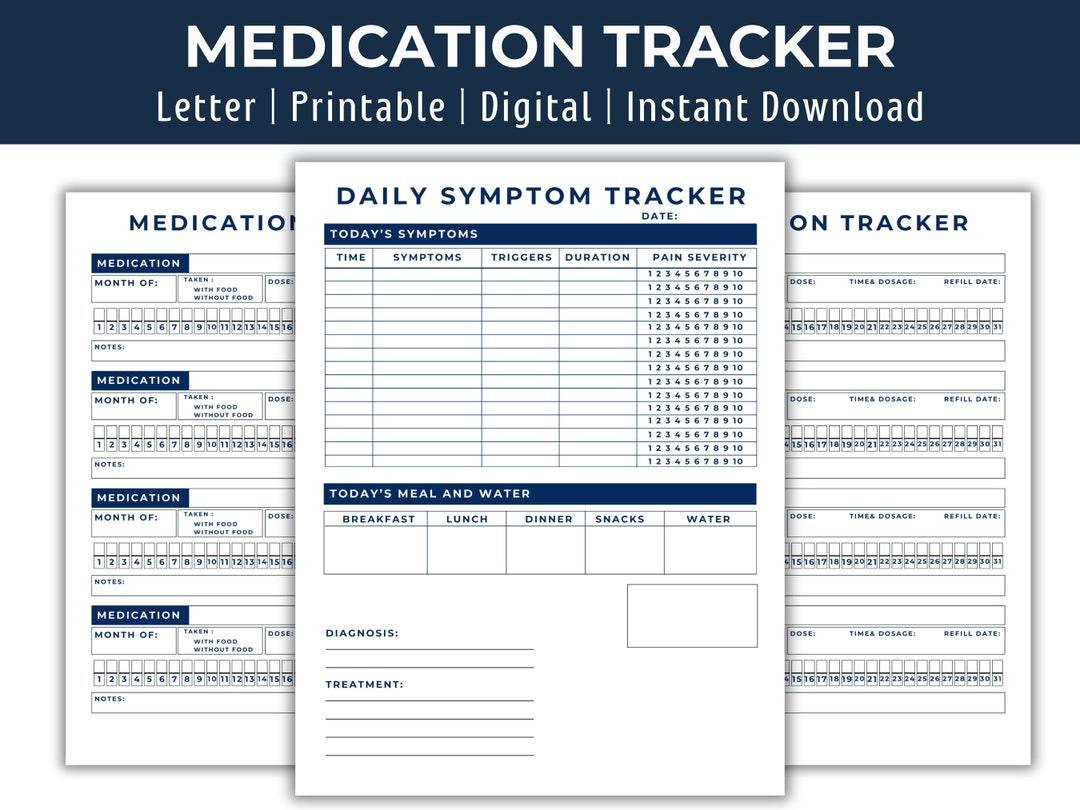 Medication Tracker Printable Digital Medication Log Vitamins - Etsy