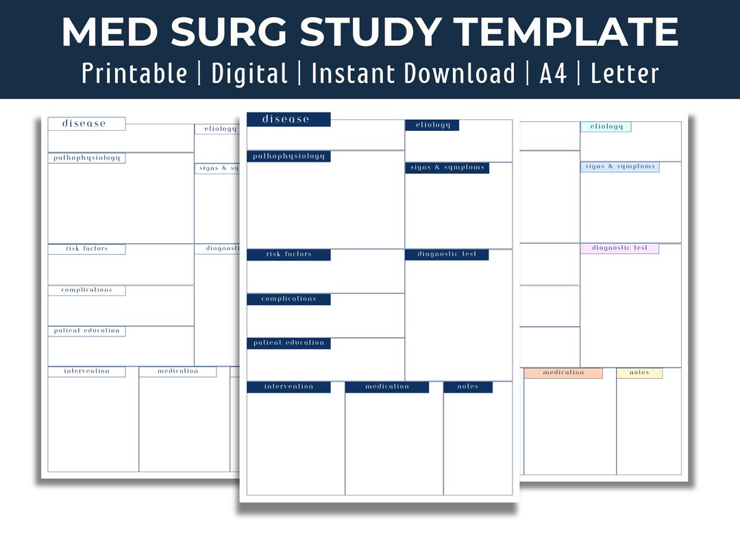Med Surg Study Templatepathophysiology Notes Medical - Etsy
