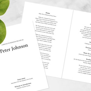 Funeral Order of Service, Traditional Style, Editable Template, Instant ...