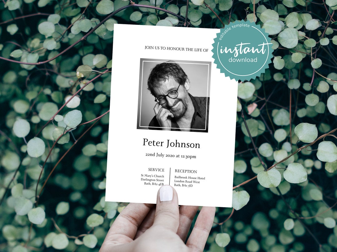 Invitación funeraria, Estilo tradicional, Plantilla editable, Descarga ...