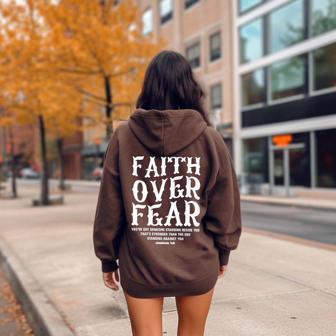 Faith Over Fear Hoodie, Trendy Christian Sweatshirt, Women's Religious ...
