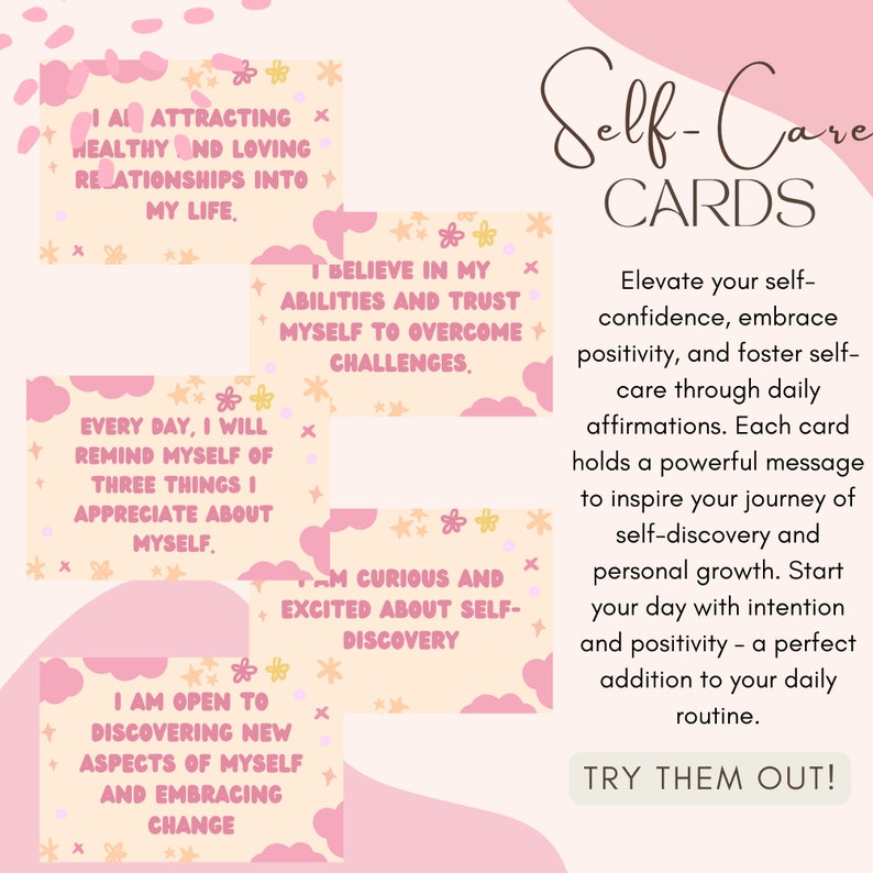 50 Affirmation Cards for Self Confidence, Self-esteem, Self-discovery ...
