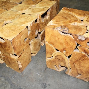 Teak Solid Wood Block Coffee Table 5 Pcs Sets TWBT07 - Etsy