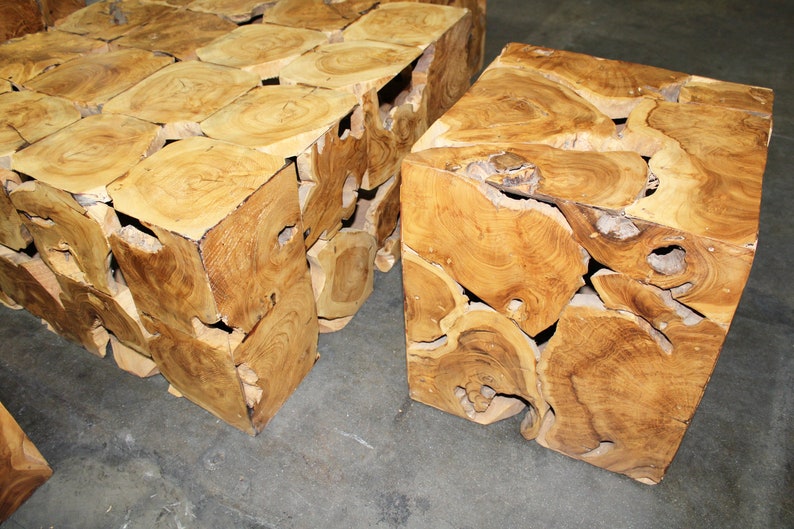 Teak Solid Wood Block Coffee Table 5 Pcs Sets TWBT07 - Etsy