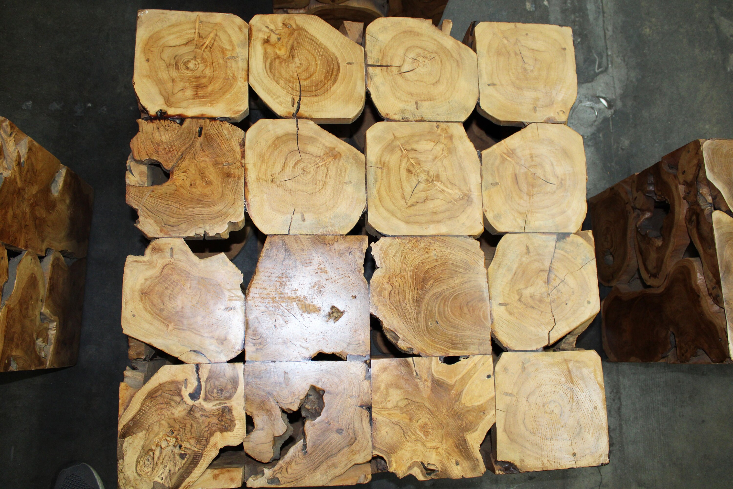 Teak Solid Wood Block Coffee Table 5 Pcs Sets TWBT07 - Etsy