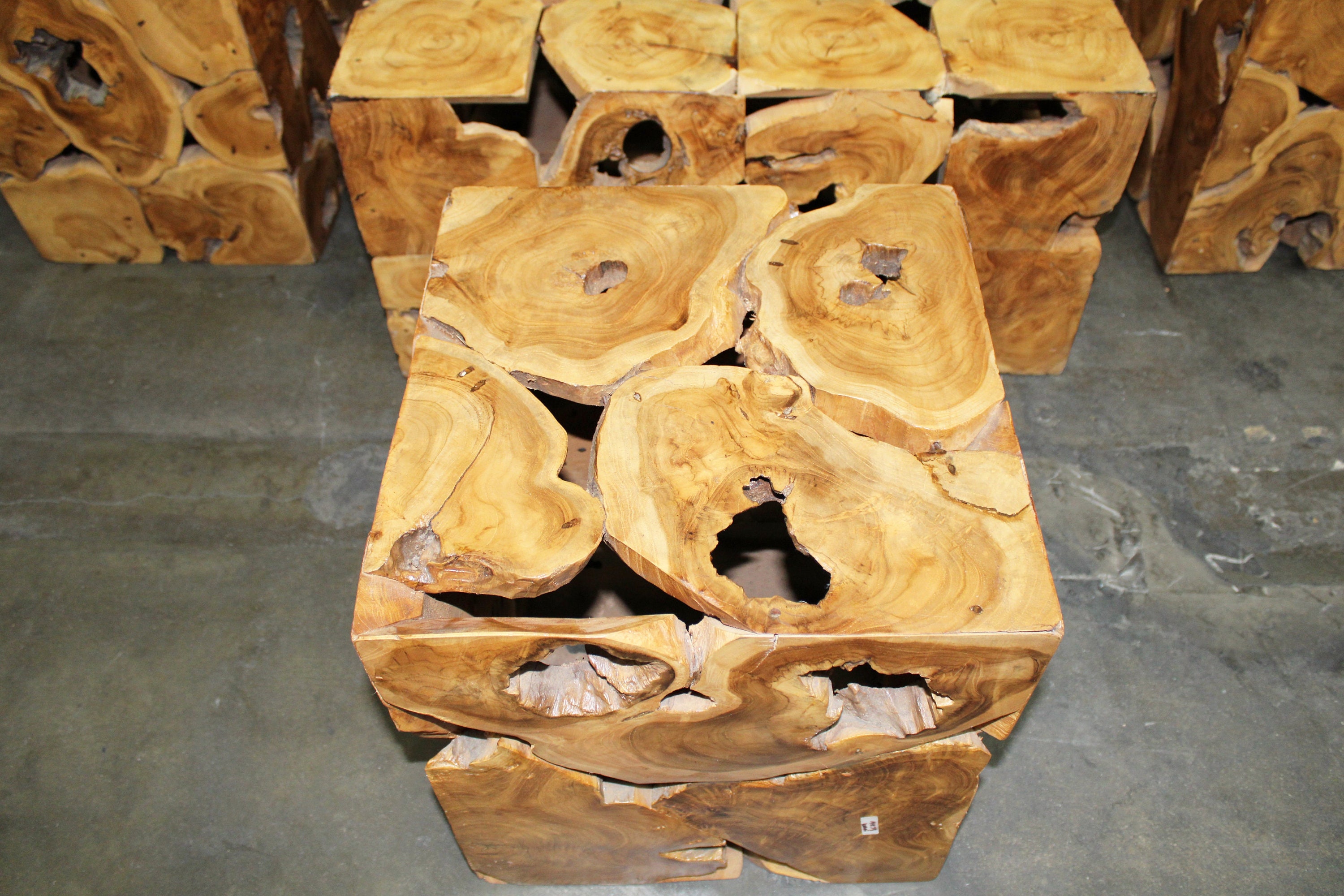 Teak Solid Wood Block Coffee Table 5 Pcs Sets TWBT07 - Etsy