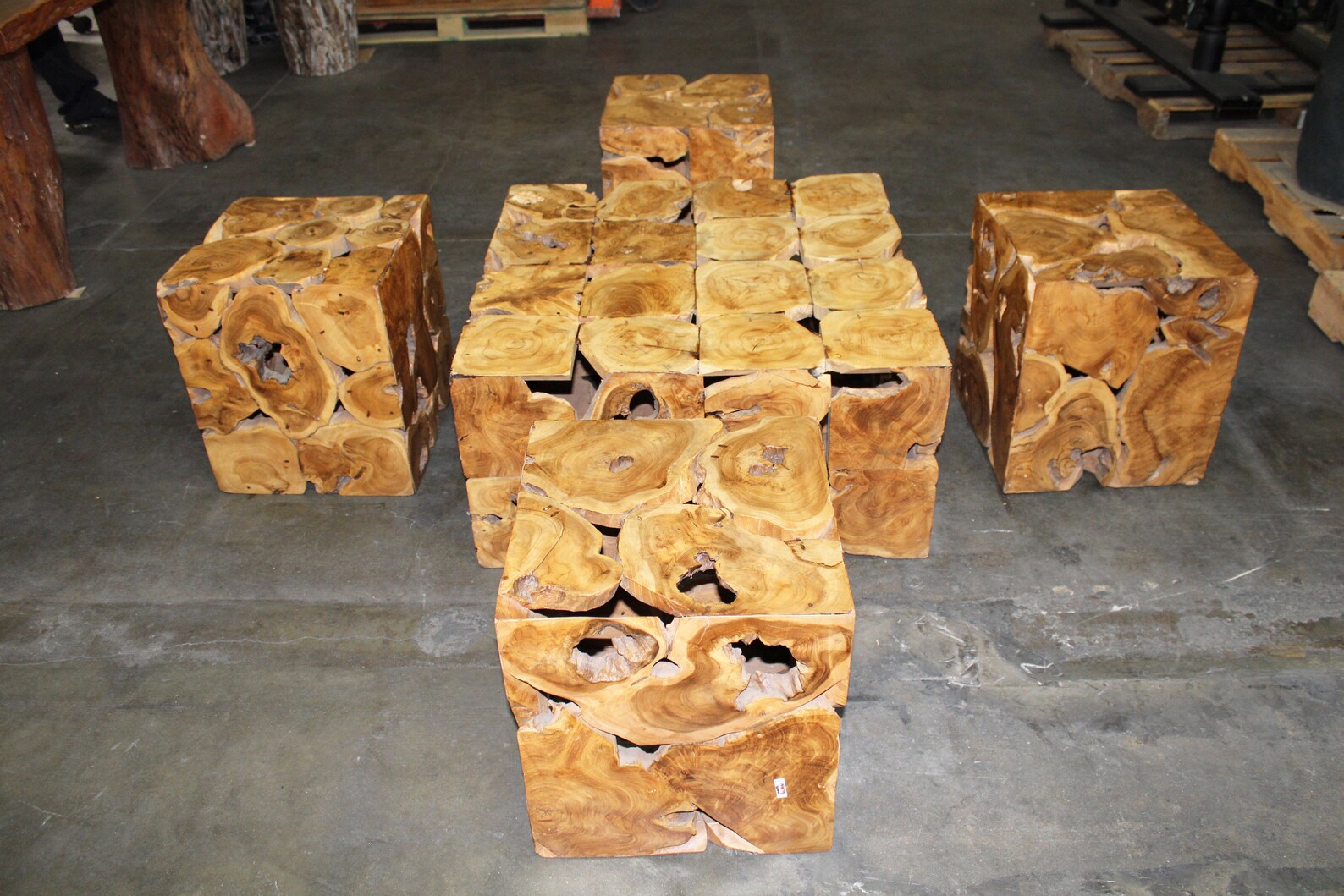 Teak Solid Wood Block Coffee Table 5 Pcs Sets TWBT07 - Etsy