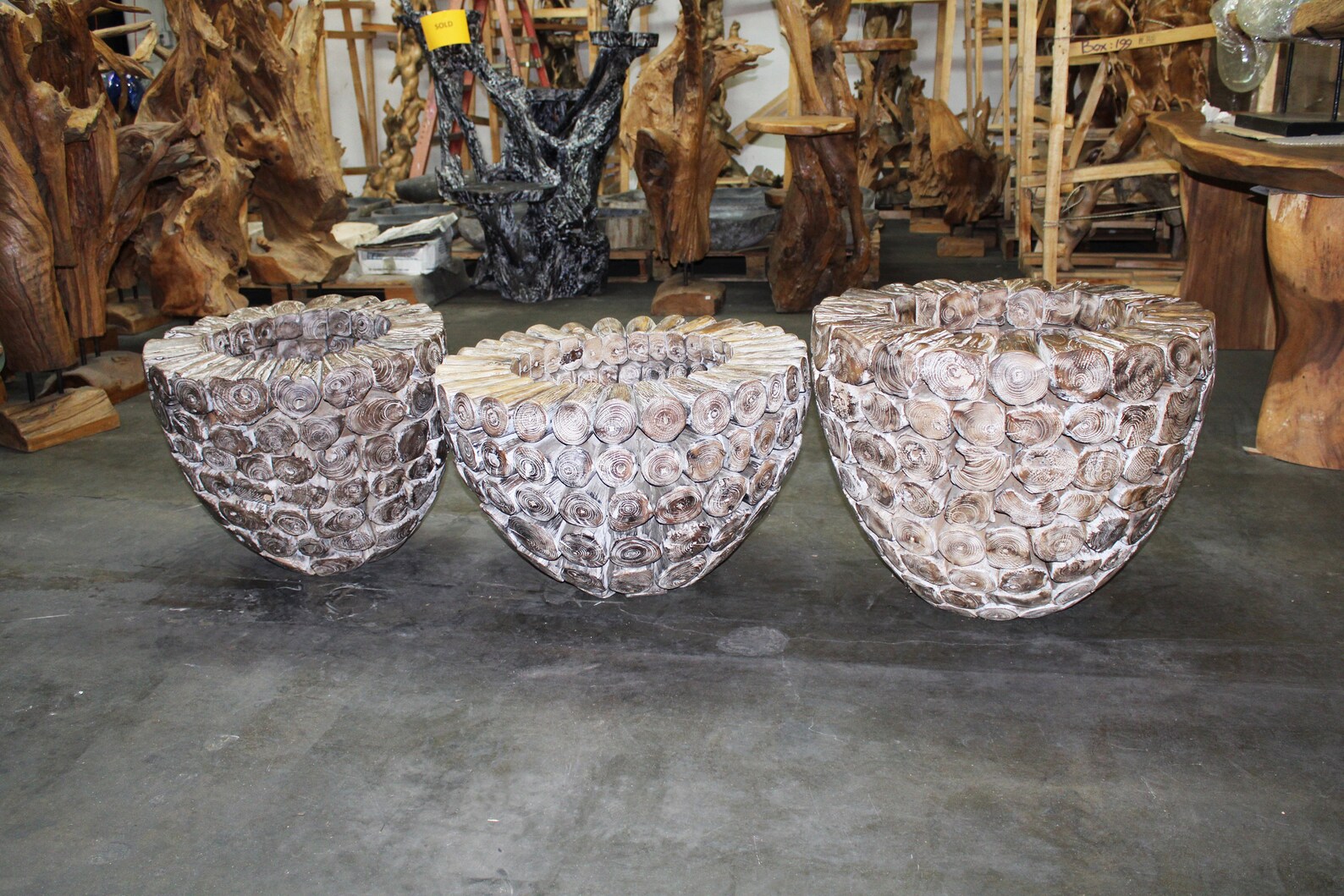 Teak Wood Log Pot Coffee Table TWLPT05 - Etsy