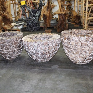 Teak Wood Log Pot Coffee Table TWLPT05 - Etsy