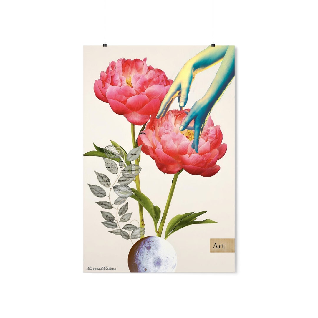 Blue Hand Surrealism Collage Poster - Etsy