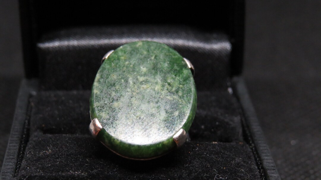 Nephrite Jade & Silver Ring - Etsy