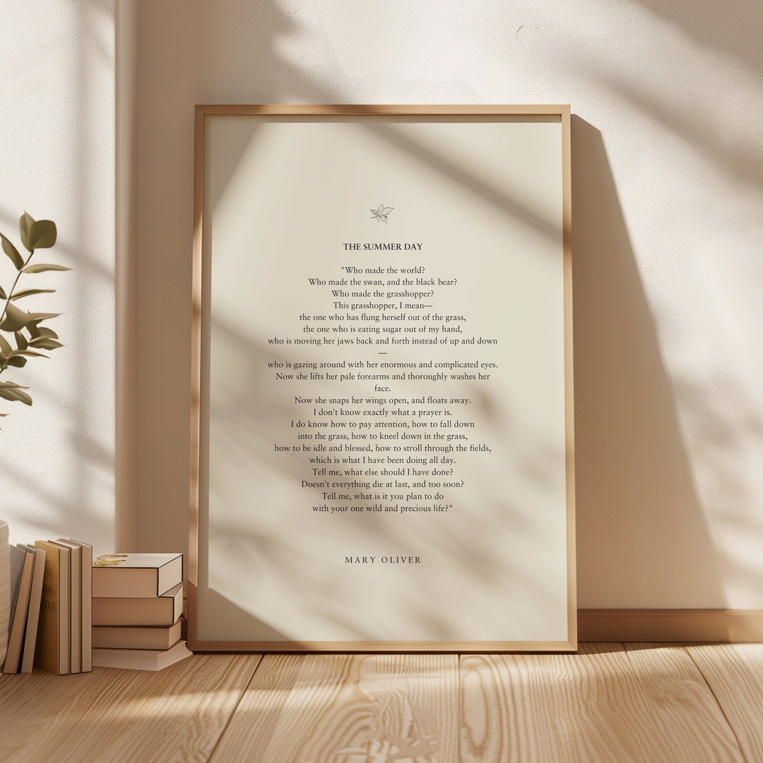 Mary Oliver the Summer Day Poetry Prints Book Quotes Literary Art - Etsy