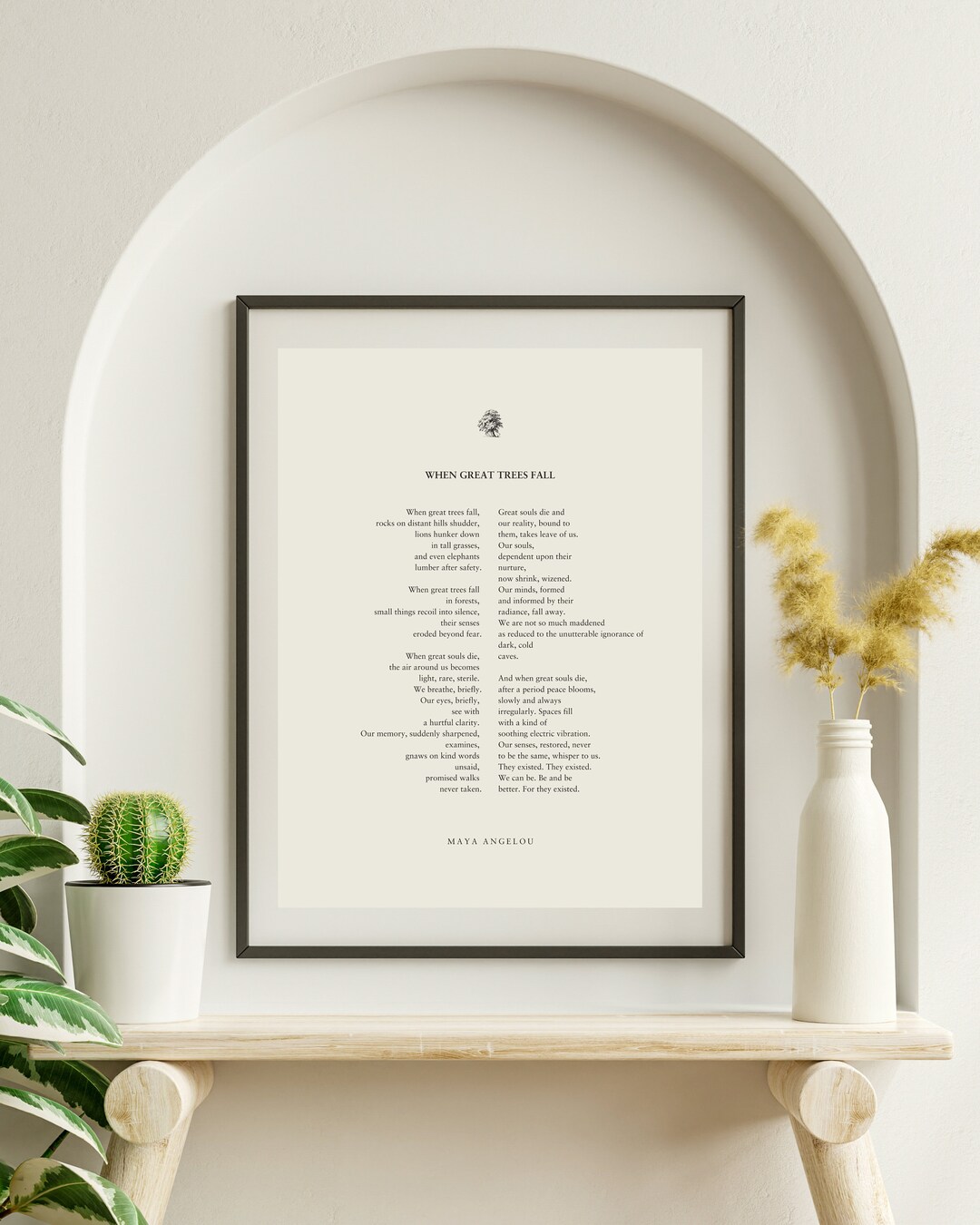 Maya Angelou when Great Trees Fall, Poetry Prints, Book Quotes, Gift ...