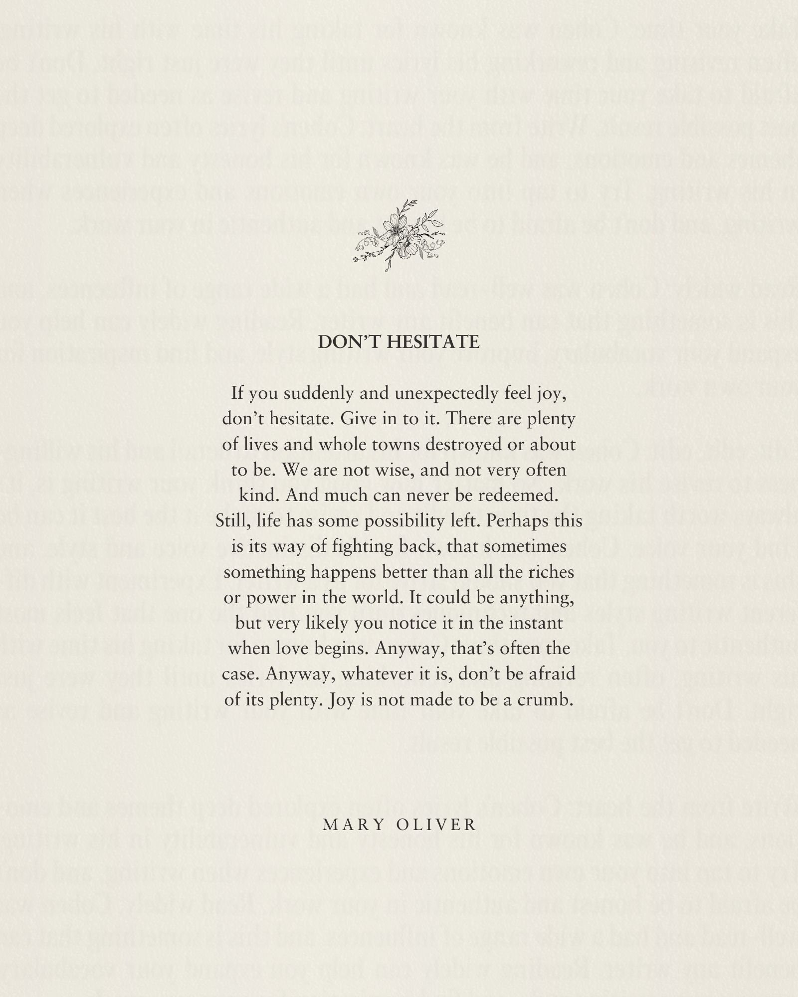 Mary Oliver don't Hesitate, Poem Prints, Book Quotes, Gift for Writers ...
