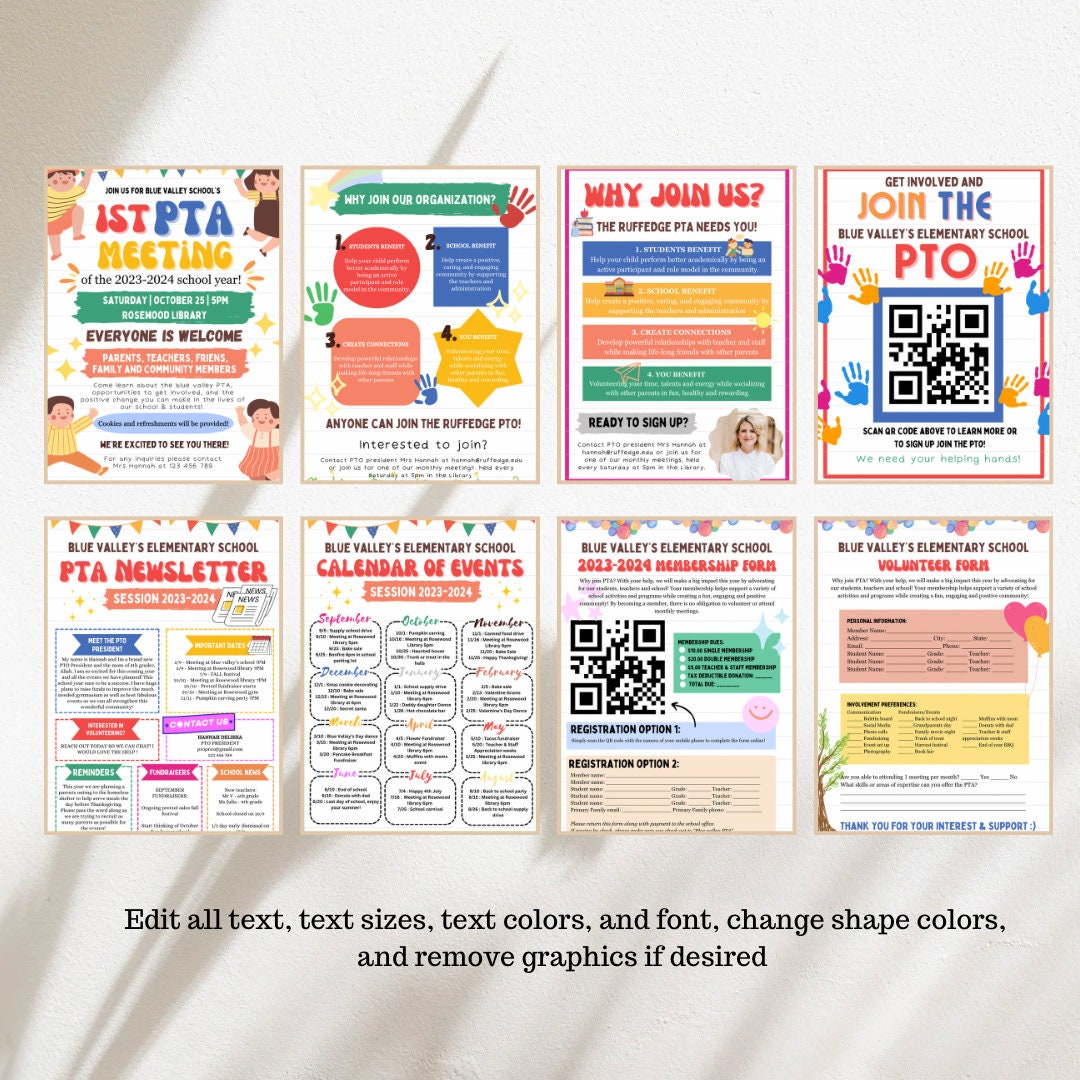 Editable PTA / PTO Bundle Includes Recruitment Flyers, Newsletter ...