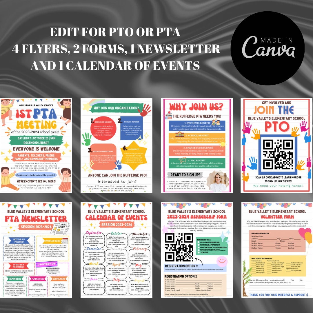 Editable PTA / PTO Bundle Includes Recruitment Flyers, Newsletter ...