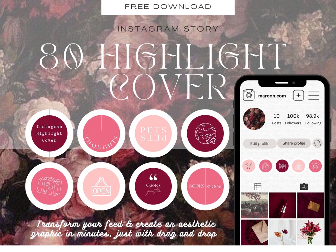 80 Maroon Instagram Highlight Covers | Neutral Story Instagram ...