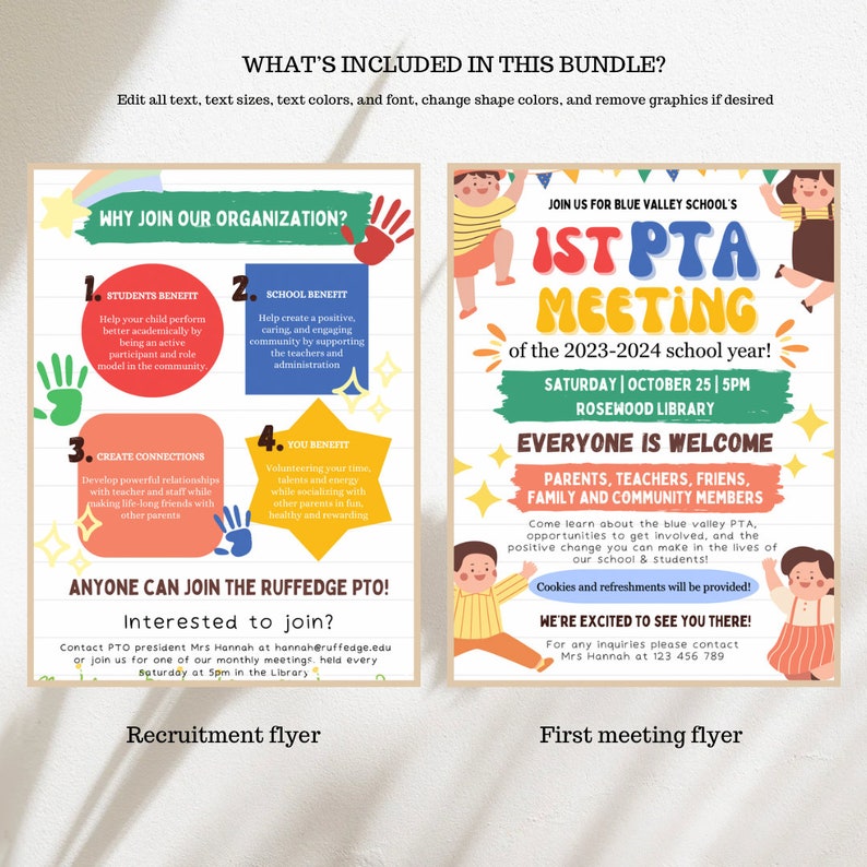 Editable PTA / PTO Bundle Includes Recruitment Flyers, Newsletter ...