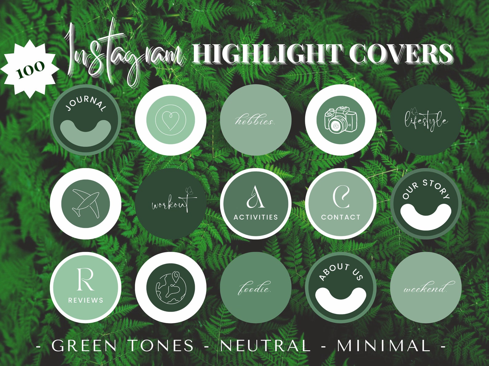 100 Green Instagram Highlight Covers Neutral Story Instagram Highlights ...
