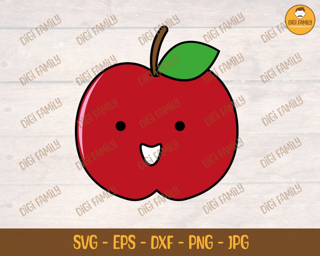 Cute Apple SVG. Kawaii Fruit Cut Files Digital Download. EPS - Etsy