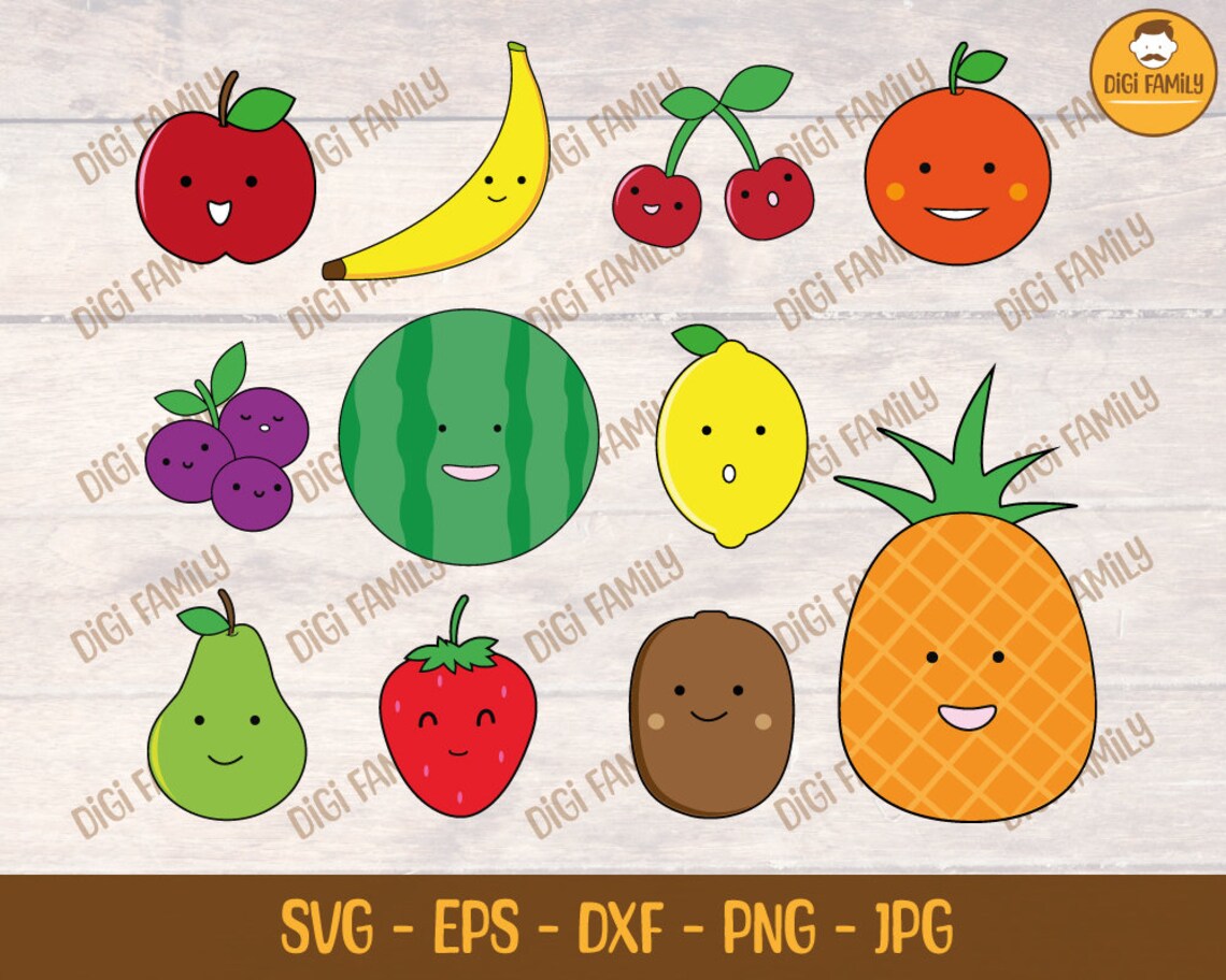 Cute Fruit SVG Bundle. Fruit Cut Files - Digital Download. EPS PNG ...