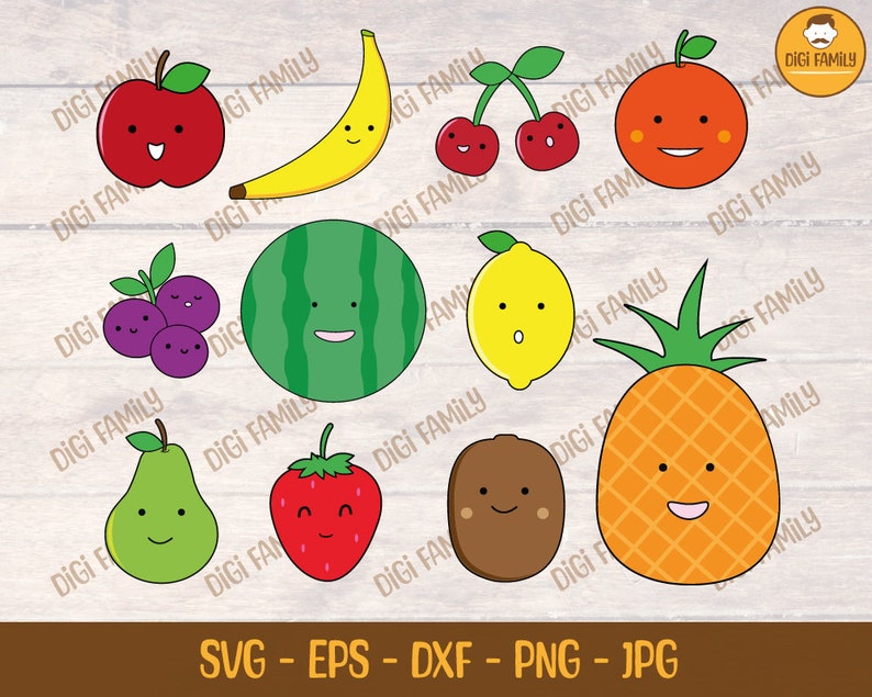 Cute Fruit SVG Bundle. Fruit Cut Files - Digital Download. EPS PNG ...