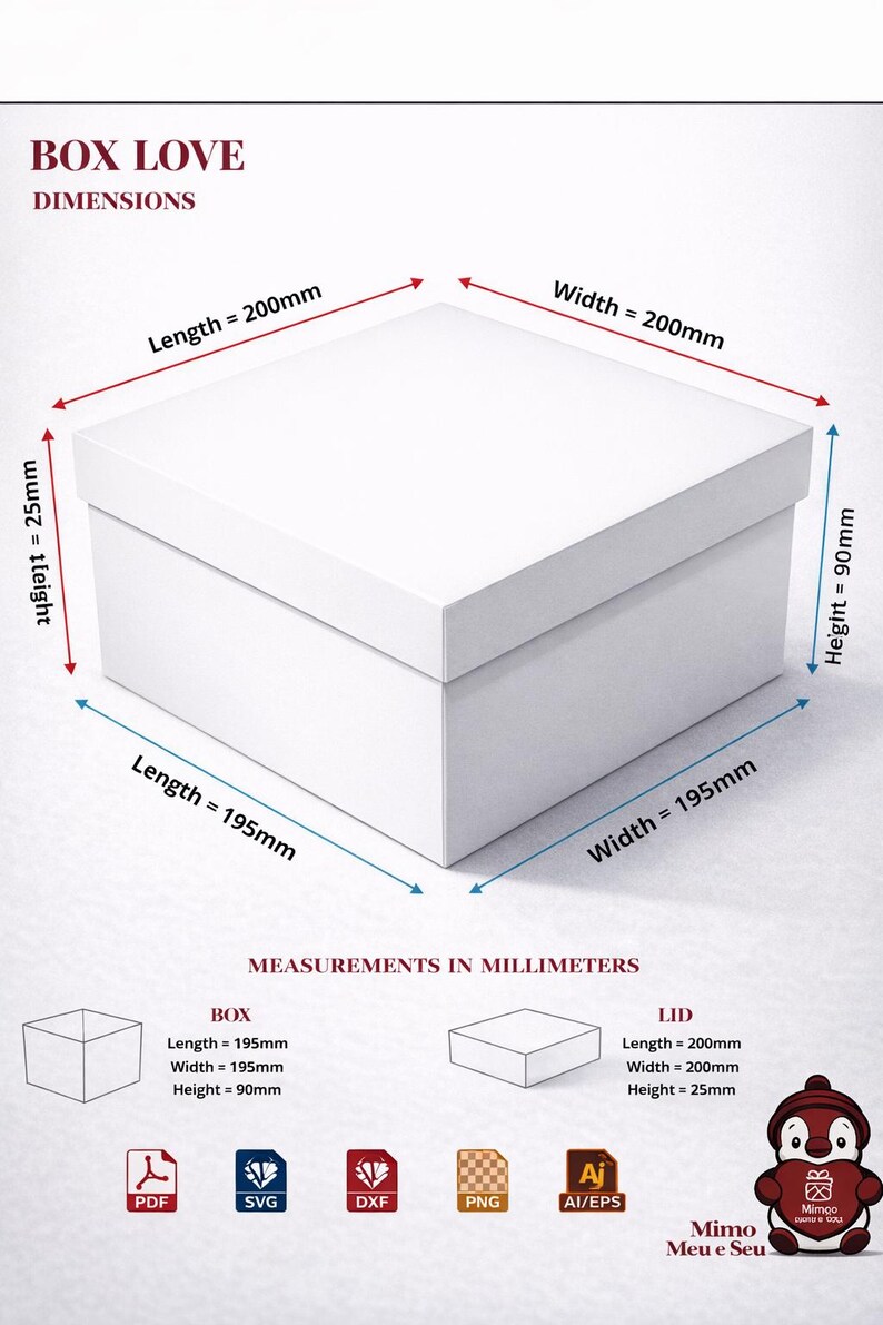 One Love Box Packaging Template – Digital Dieline + Five Patterns ...