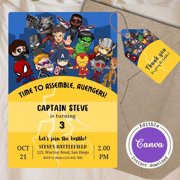 Avengers Canva Card - Etsy