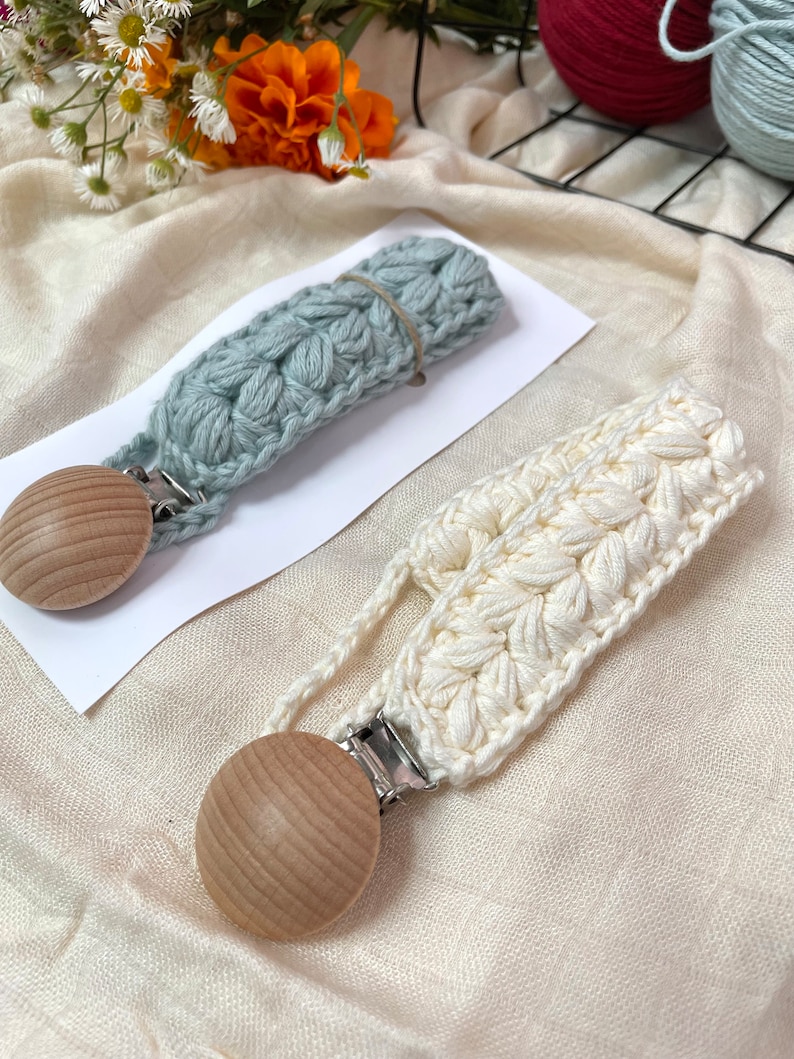 Crochet Pacifier Holder Handmade Crochet Binky Holder Pacifier Clip ...