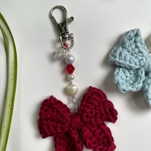 Keychain Crochet Bow, Coquette, Bow, Handmade Coquette Keychain, Cute ...