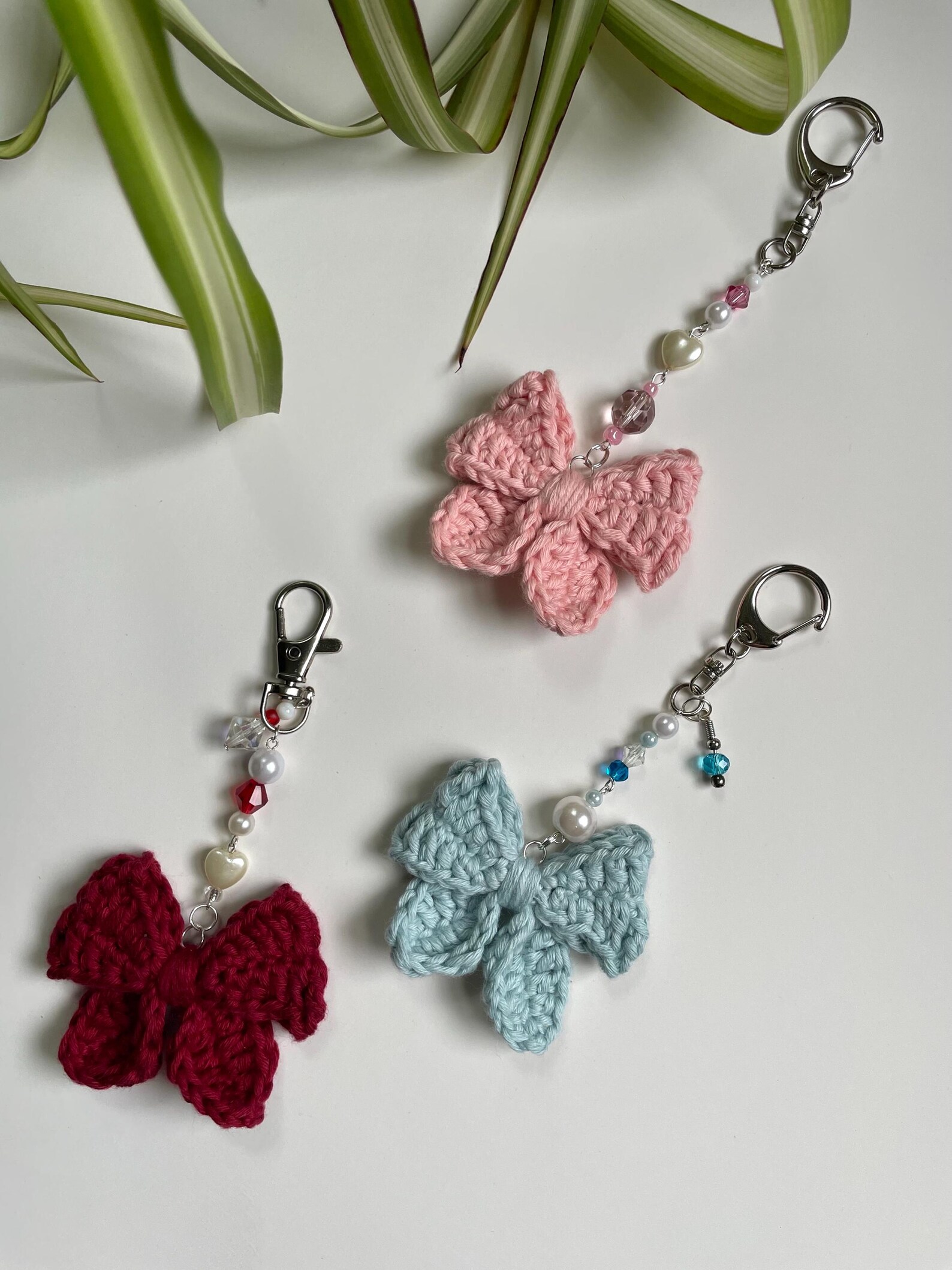 Keychain Crochet Bow, Coquette, Bow, Handmade Coquette Keychain, Cute ...