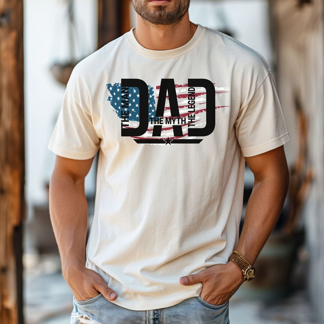 DAD USA Patriotic Flag Comfort Color T Shirt Fathers/ Papa / Dad ...