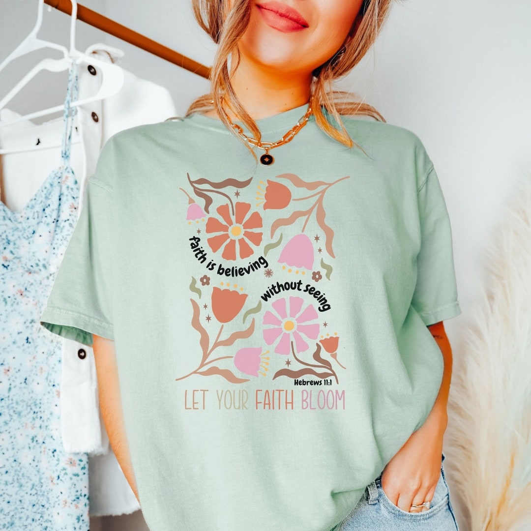 Retro Floral Christian T Shirt, Inspirational Faith Based Aesthetic ...