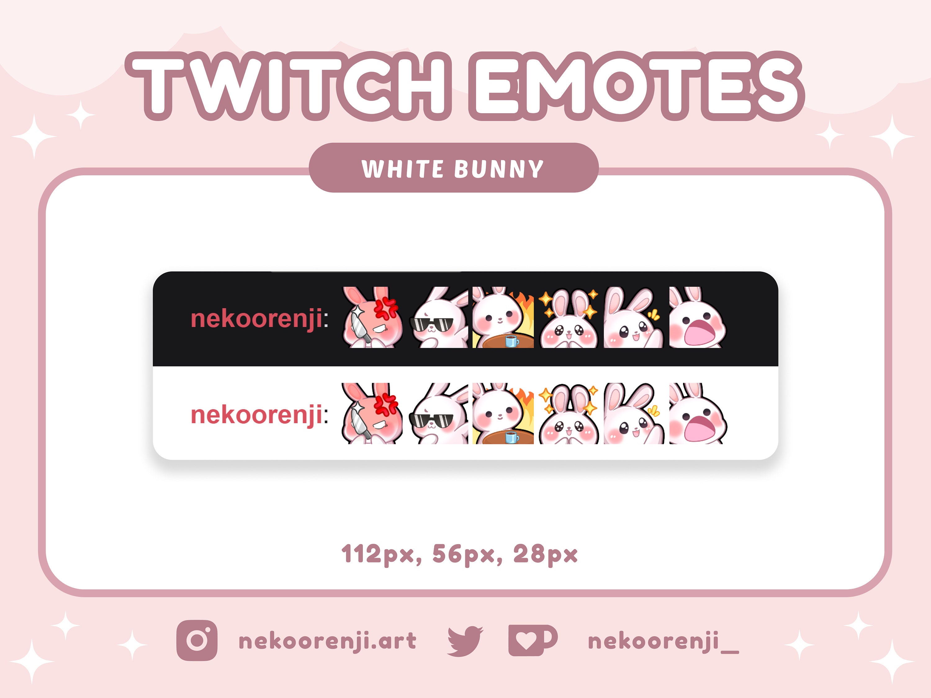 Cute Bunny Emotes for Twitch Rabbit Emotes for Streaming Graphics ...