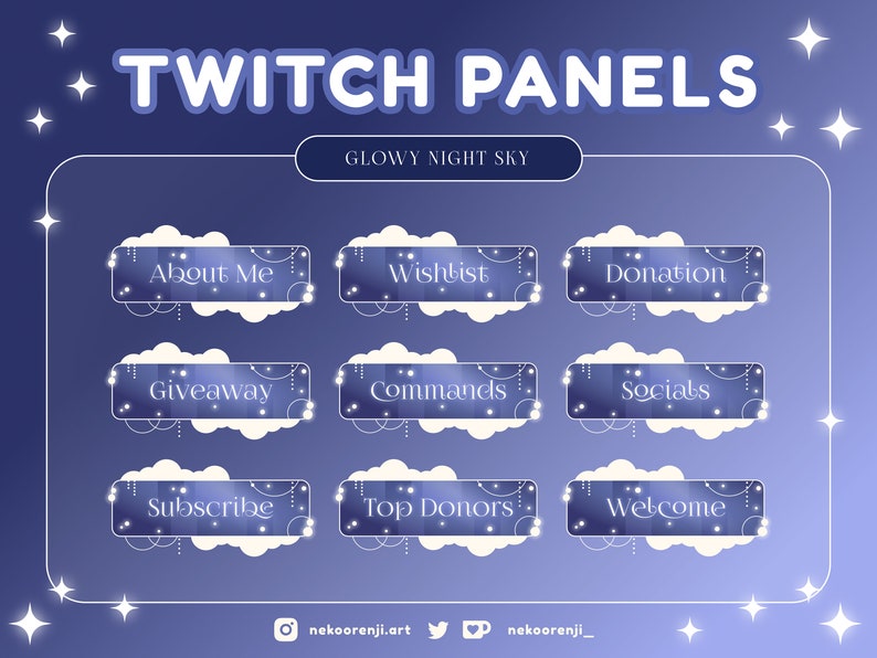 Night Sky Panels for Streaming Dreamy Twitch Panels Aesthetic Blue ...