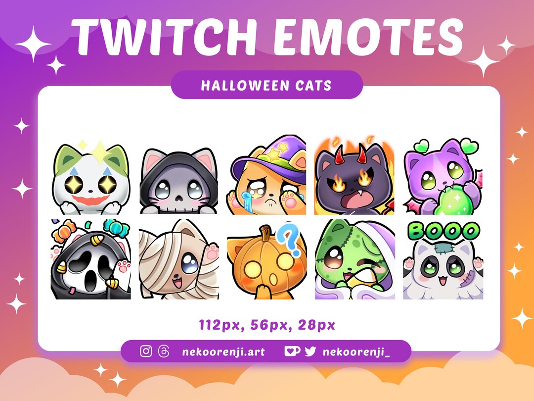 Cute Halloween Cat Emotes for Twitch Cute Emotes Spooky Twitch Emotes ...