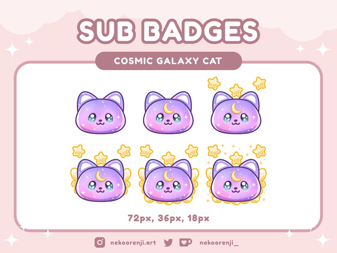 Cute Cat Badges for Twitch Galaxy Cat Sub Badges Bit Badges Twitch ...